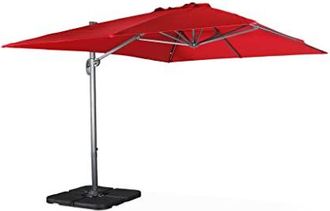 Alice's Garden Parasol d&eacute;port&eacute; rectangulaire rouge 3x4m + dalles &agrave; lester 50x50cm