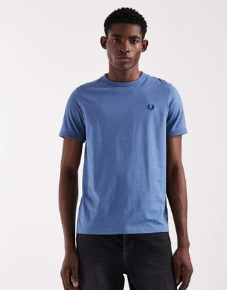 Fred Perry Ringer-T-Shirt in leuchtendem Blau mit Logo
