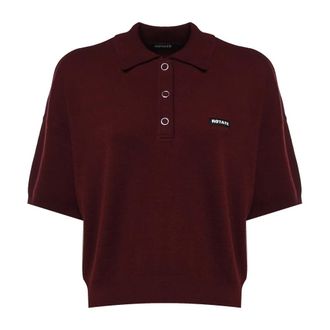 Rotate Slinky Knit Polo - - Tops - Damen - Rot - S