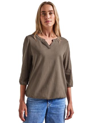 Street One Damen Split Neck Jersey Shirt