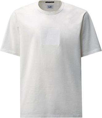 C.P. Company C.p. Company, Homme, Tops, Blanc, Taille: M Metropolis Series Mercerized Jersey Short Sleeve Badge T-Shirt
