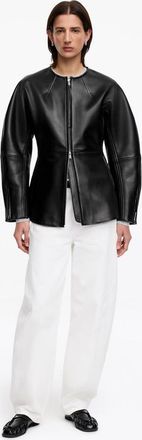 Arket Vorgeformte Lederjacke -Schwarz