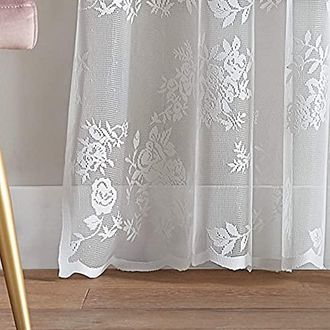 Curtainworks Sibella Fenstervorhang, Spitze, durchscheinend, 213,4 cm, Weiß, 1 Paar
