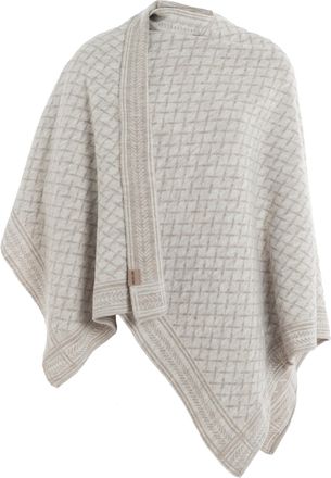 Knit Factory Dusk Poncho Cape - Elegant Gestrickter Damen Cape - Wickelschal mit Wolle - Hochwertige Qualit&auml;t - Iced Clay/Beige