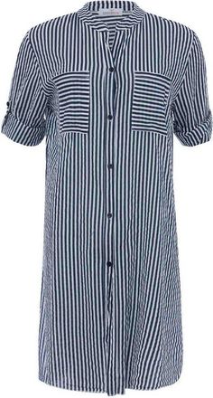 Zwillingsherz Longbluse Kida One Size, Streifen, Knopfleiste, Brusttaschen, 3/4-Arm