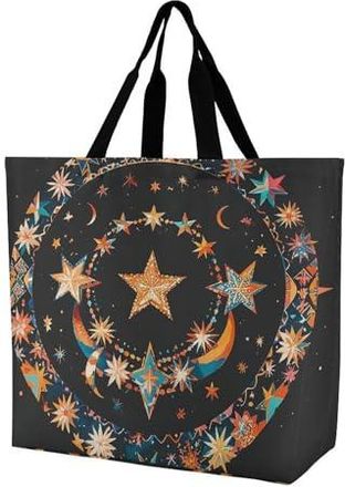Generic Magnifiques &Eacute;toiles Et Lune Sac A Main Femme R&eacute;utilisable Tote Bag Imperm&eacute;able Sac A Main Femmes Pour Plage Voyage Universit&eacute;