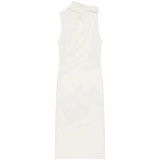 Courrèges Femme, Robes, Beige, Taille: 40 FR Robe en Crêpe Naturelle Drapée