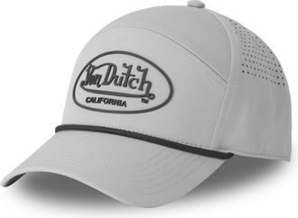 Von Dutch Cap 6 Panel Erwachsene Logo Rubber Print Cord, hellgrau / schwarz, One size