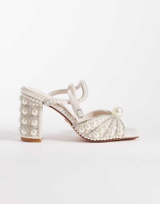 Azalea Wang Azalea Wang - Esteva - Sandales &agrave; talon carr&eacute; avec perles - Blanc