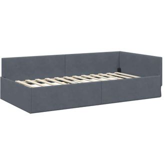 vidaXL Cadre de lit dangle Gris foncé 90 cm x 190 cm tissu vidaXL