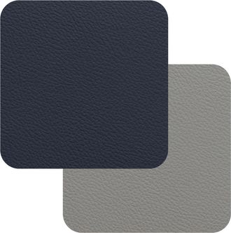 FreeForm Fleximats Untersetzer 4er Set, 10x10 cm, Navy/Grau, Elegante Schutzuntersetzer aus Kunstleder f&uuml;r Tische, Dekorative Tischuntersetzer f&uuml;r Gl&auml;ser & Tas