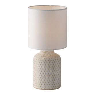 Luce-Ambiente-Design Ravello Table Lamp in White Ceramic with Fabric Lampshade