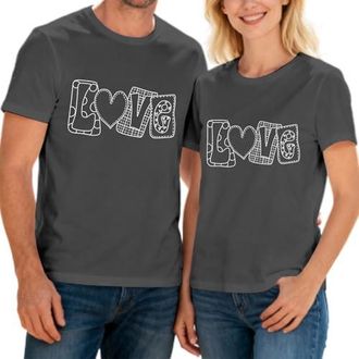 Generic Chemises de Saint-Valentin pour couples, coeur damour | T-shirts graphiques &agrave; manches courtes et col rond en coton pour hommes, hauts tendance, pour l