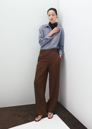 Mango Chemise coton rayures bleu ciel - Femme - XS - MANGO