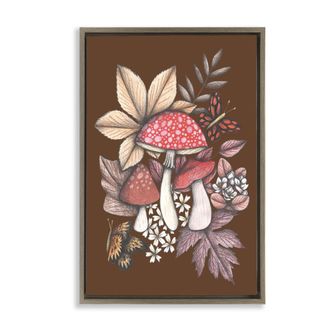 Stupell Industries Cecilia Battaini Leinwandbild, Motiv: Herbstpilze, goldfarben, gerahmt, 63 x 43 cm