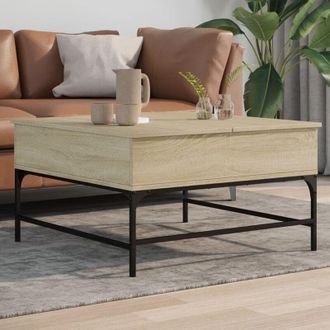 vidaXL Table basse chêne sonoma 80x80x45 cm bois dingénierie et métal Vidaxl