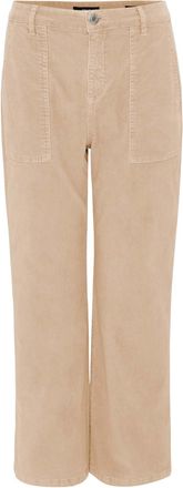 OPUS Damen Wide | Wide Cropped Pants MOKOTI Work High Rise aus Cord Macadamia, 40 L26