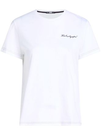 Karl Lagerfeld t-shirt en coton &agrave; col rond - Blanc