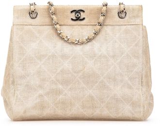 Chanel Shopper - CC Stitched Linen Chain Tote - Gr. unisize - in Braun - f&uuml;r Damen
