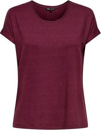 Only Femme Onlmoster S/S O-Neck Top Noos JRS Haut avec Col Rond Normal Et Manches Courtes, Bordeaux, S EU