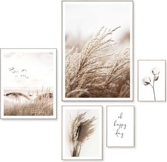 Reinders Bilder Set, In der Natur, Wohnzimmer, Poster, Wanddeko, Room Decor, MDF, Beige, 5-er Set
