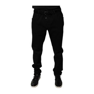 Dolce & Gabbana Schwarze Logo Skinny Denim Jeans - - Jeans - Herren - Schwarzk - 3XL