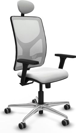 Piqueras y Crespo Wei&szlig;er Drehstuhl mit 3D-Armlehnen, h&ouml;henverstellbarer Lendenwirbelst&uuml;tze und festem Kopfteil, ausgestattet mit 3-fach verstellbarem Sofa-Schnitt und S