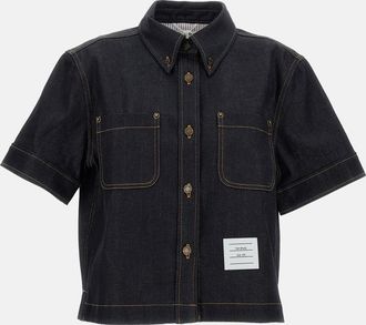 Thom Browne Camica Kurz&auml;rmlige Denimbluse