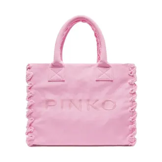 Pinko Pinko, Femme, Sacs, Rose, Taille: ONE Size Sac de plage en toile dorée antique