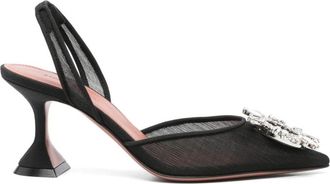 Amina Muaddi Femme, Chaussures, Noir, Taille: 39 EU Begum Mesh Slingback Escarpins