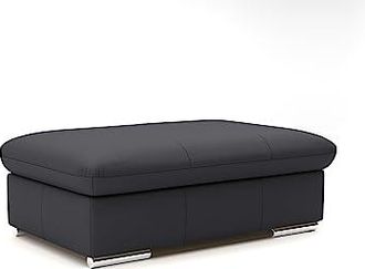 Cavadore Echtleder-Hocker Valerie / Polsterhocker mit Metallfüßen als Beistellhocker, Fußhocker, Sitzgelegenheit, Couchtisch / 102 x 43 x 68 / Leder Schwarz