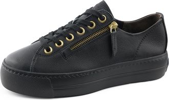 Paul Green Damen Pauls, Frauen Low-Top Sneaker,Sportschuhe,Freizeitschuhe,Turnschuhe,Laufschuhe,schnürschuhe,schnürer,Schwarz (SCHWARZ/Gold),37.5 EU / 4.5 UK