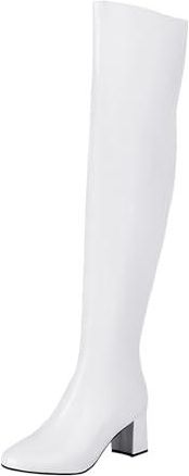 Generic Bottines confortables en daim synth&eacute;tique pour femme - Bout rond - Talon bloc bas - Fermeture &eacute;clair dans le dos - Chaussures d&eacute;contract&eacute;es pour lhive