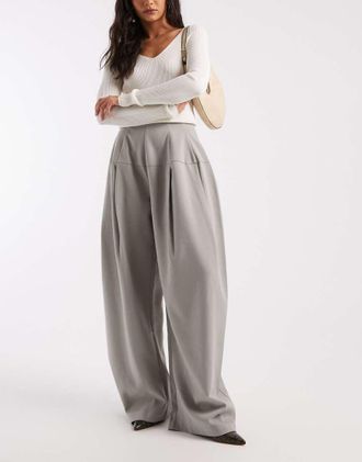 Asos Pantalon volumineux ajust&eacute; &agrave; taille style corset - Sauge-Vert