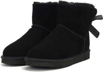 Generic QXDZSW Bottes dhiver chaudes avec noeud pour femme Taille 34-45, Noir, 42.5 EU