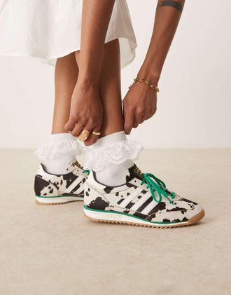 adidas Originals SL 72 OG - Sneaker mit Dalmatinermuster und gr&uuml;nem Detail-Bunt
