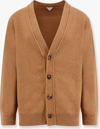 Bottega Veneta Cashmere cardigan with intrecciato iconic motif leather details - BOTTEGA VENETA - gender_Man
