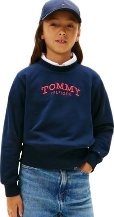 Tommy Hilfiger M&auml;dchen High Rib Hem Crew Neck Kg0kg08989 Pullover-Sweatshirt, Blue (Dark Night Navy), 12 Jahre