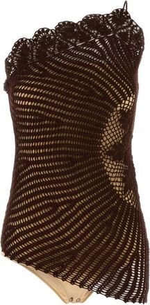 Magda Butrym Femme, Tops, Brun, Taille: 36 FR Lace Crochet One Shoulder Top