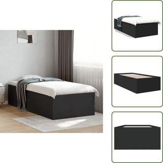 vidaXL The Living Store - Bettgestell Schwarz 90x190 cm Holzwerkstoff - Bettes Gestell - Doppelbett - Holzrahmen - Schwarzes Bett - Modernes Bett