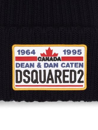 Dsquared2 Caps & M&uuml;tzen - Ribbed Black Knit Hat - Gr. ONE SIZE - in Schwarz - f&uuml;r Damen