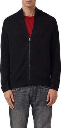 s.Oliver Baumwoll-Strickjacke mit Stehkragen und Logo-Patch