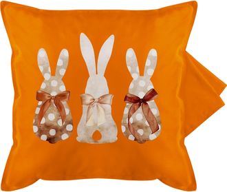 Shirtracer Kissenbezug - Hase - Kissen - S&uuml;&szlig;e Hasen Trio H&auml;schen Hasenbande Fr&ouml;hliche Hasengruppe Hasenfamilie Ostern Osterhasen Osterfeier - 50 x 50 cm - Orange