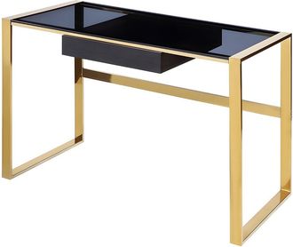 Vente-Unique Pascal MORABITO-Schreibtisch mit 1 Schublade - Glas & Stahl - Schwarz & Goldfarben - SALI von Pascal Morabito