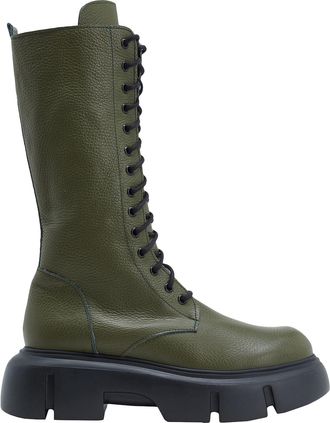 8 by YOOX LEATHER HIGH COMBAT ANKLE BOOTS