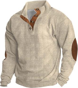 Generic Sweatshirts pour hommes, pulls dautomne à manches longues, haut sans capuche, chemise dextérieur à manches longues, sweat-shirt décontracté, blanc, XX