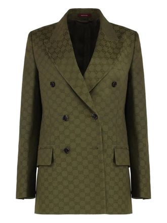 Gucci Wattierter Blazer mit GG-Muster - Grün