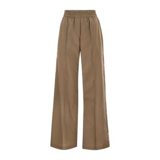 Brunello Cucinelli Hosen mit weitem Bein und Gummizug - - Trousers - Damen - Braun - L