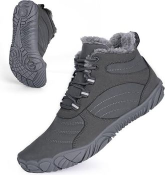Fienza Barefoot Bottes de randonn&eacute;e dhiver pour homme et femme - Imperm&eacute;ables - Chaudes - Doubl&eacute;es en fourrure - Confortables - Antid&eacute;rapantes - Unisexe, gri