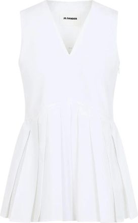 Jil Sander Femme, Tops, Blanc, Taille: 36 FR Sleveless A-Line Pleated Top
